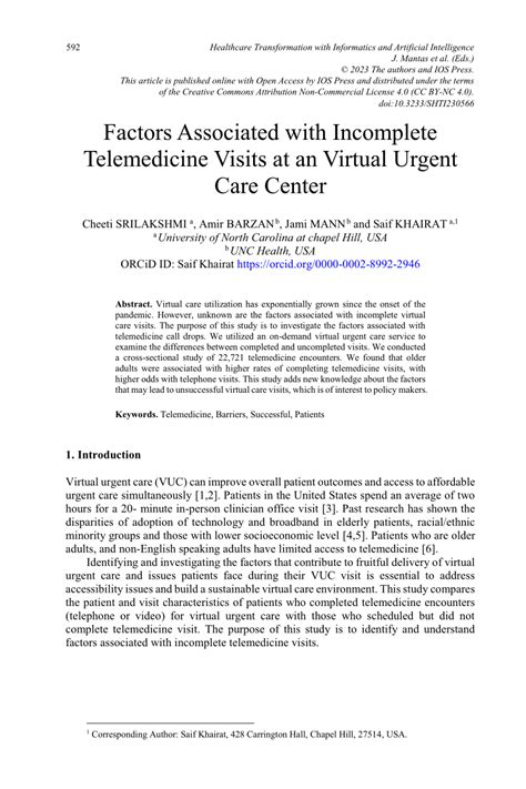 Pdf Factors Associated With Incomplete Telemedicine Visits At An
