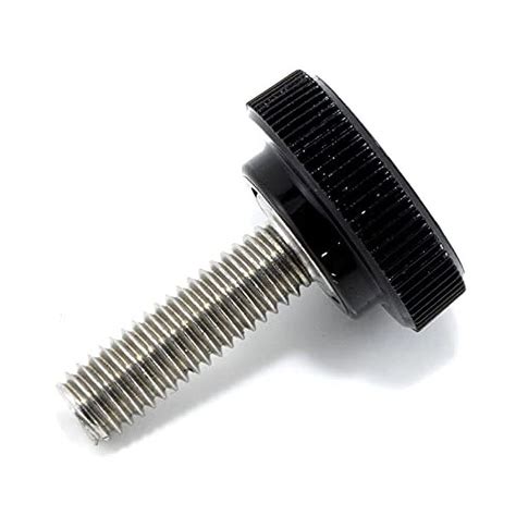 X 5 8 Stainless Steel Black Knurled Round Plastic Knob Fine Thread