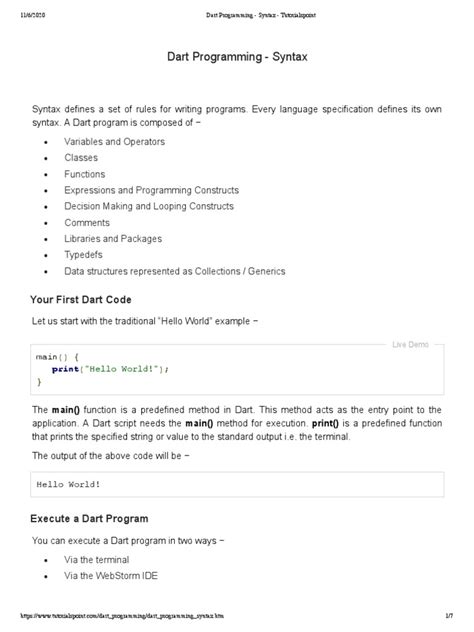 2 dart programming syntax tutorialspoint pdf method computer
