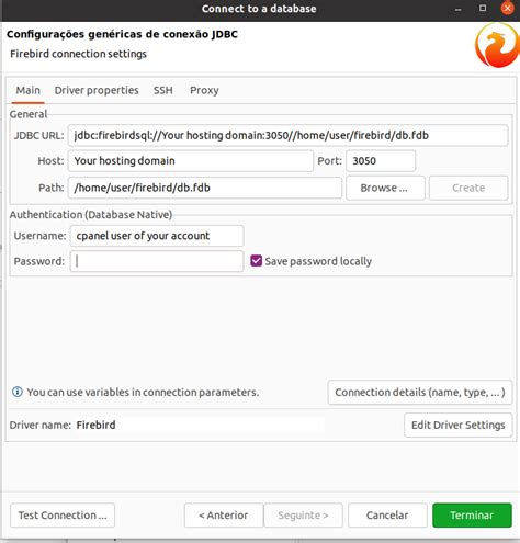 how to connect to firebird database on hosting