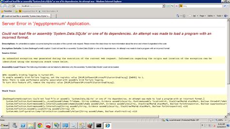 could not load file or assembly system data sqlite or one of its
