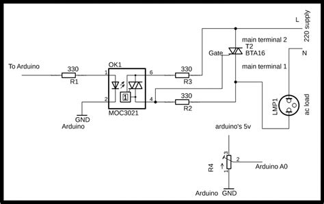 Moc3021 Light Dimmer Triac Bta16 Zero Crossing Detector And Arduino