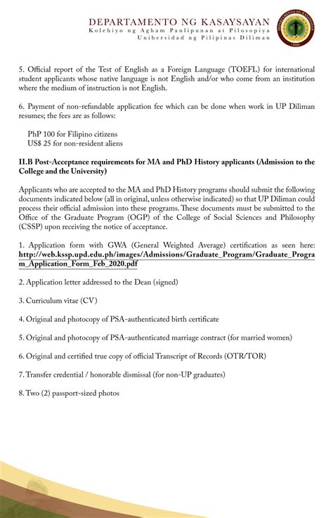 Application For Cssp Graduate Program Admission Second Semester