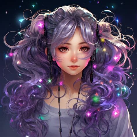 Premium Ai Image Anime Girl With Purple Hair And Earrings