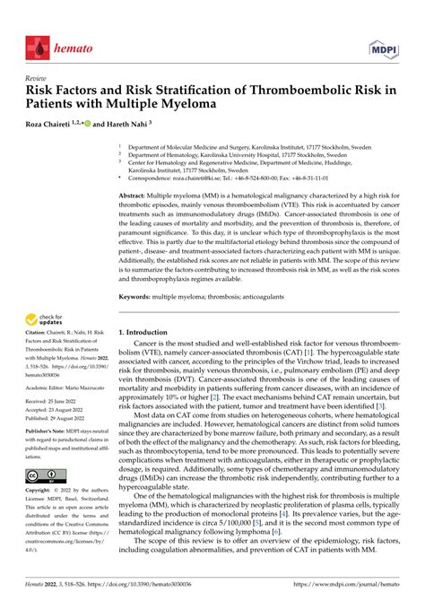 Pdf Risk Factors And Risk Stratification Of Thromboembolic Risk In