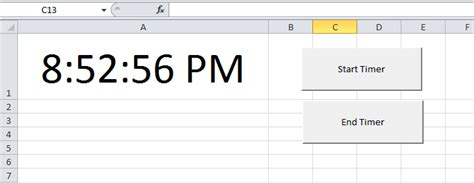 vba how do i show a running clock in excel stack overflow