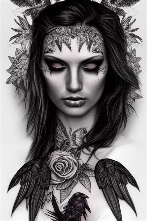 Crow Tattooed Woman · Creative Fabrica