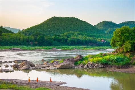 Confluence Of Nam Khan River And Mekong River Luang Prabang
