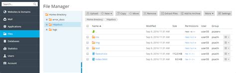 caricare del contenuto con file manager plesk onyx documentation