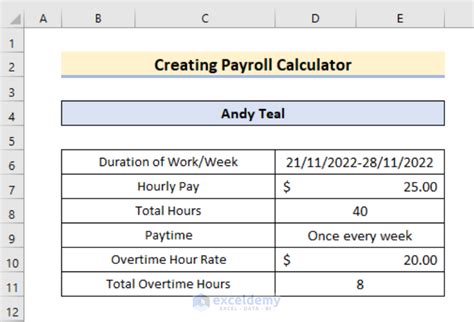 How To Create Payroll Calculator In Excel With Easy Steps