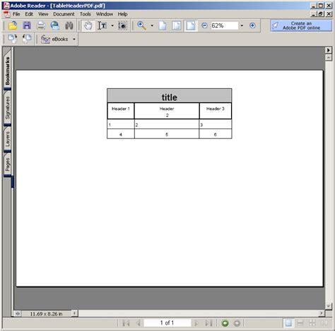 table header demo table header pdf rtf java