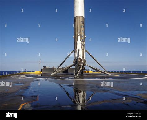 The Spacex Falcon 9 Reusable Rocket Lands Successfully On A Floating