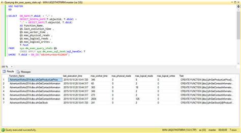 troubleshoot sql server function performance with the sys dm exec