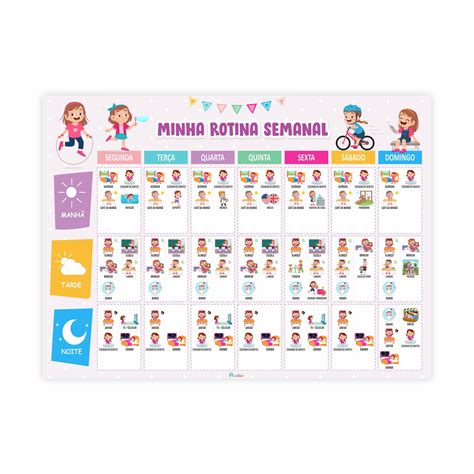Quadro Educativo Infantil 90 Rotinas Padrão Imantado Elo7