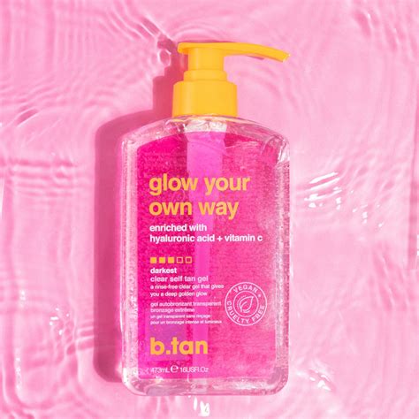 B Tan Glow Your Own Way Clear Self Tan Gel 473ml Darkest Hyaluronic