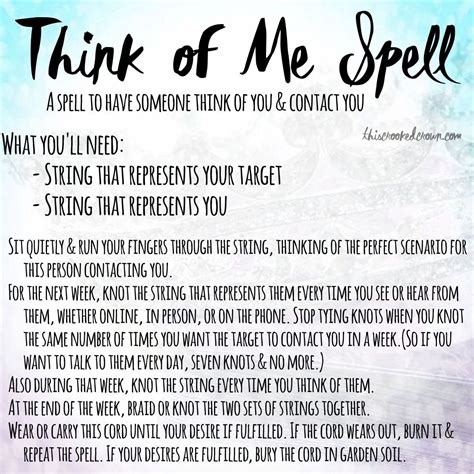 This Spell Is To Have Someone Think Of You Typically Youre Casting