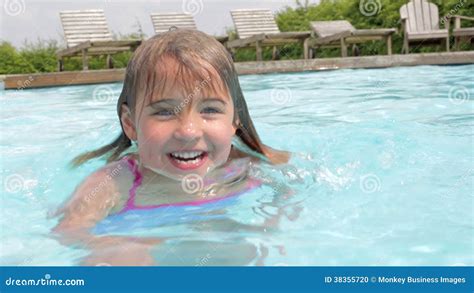 Young Girl Swimming In Outdoor Pool Stock Footage Video Of Shot