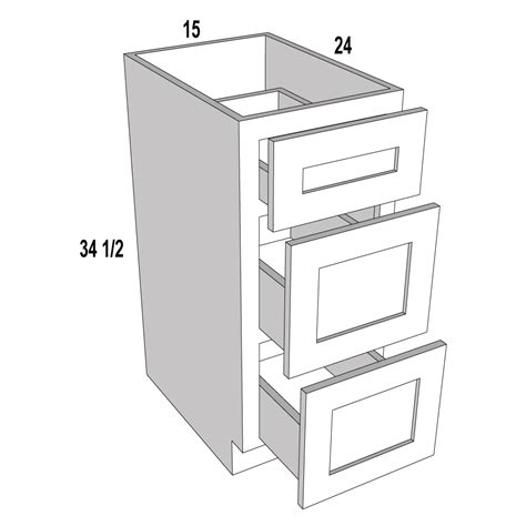 3db15 Black Shaker Three Drawer Base Cabinet 15w X 34 1 2h X