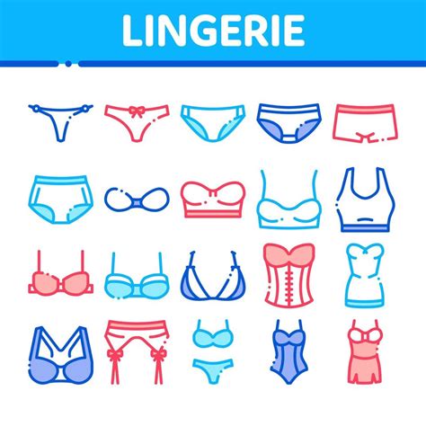 Lingerie Bras Panties Collection Icons Set Vector 17587030 Vector Art