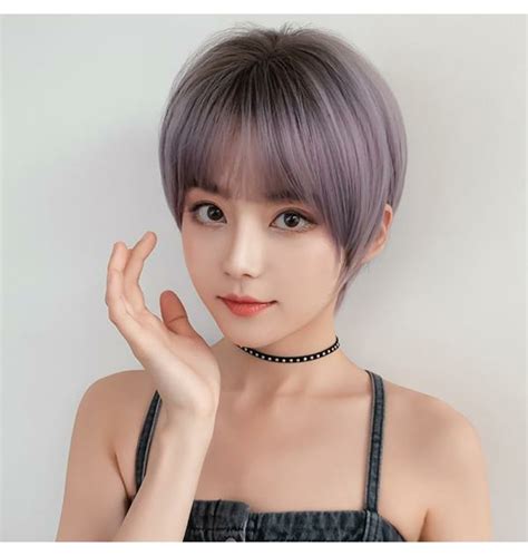 여성 앞머리 짧은머리 숏컷 통가발 단발 자연스러운 가발 티몬