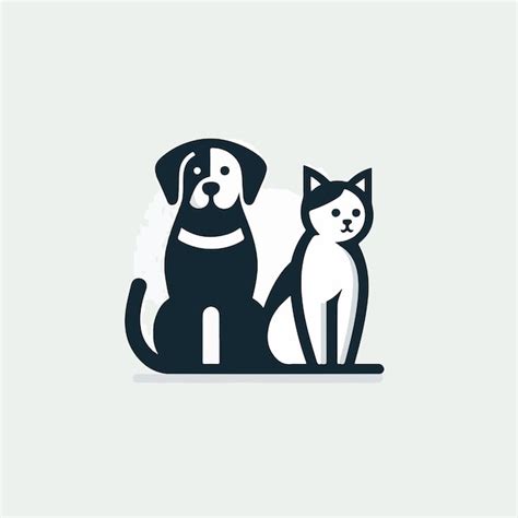 Logotipo De Perro Y Gato Con Un Estilo De Diseño Plano Simple Y