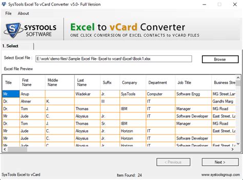 excel to vcard converter file management software 30 pc