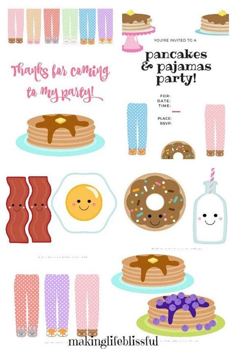Pancakes And Pajamas Party Printables Pancakes And Pajamas Etsy