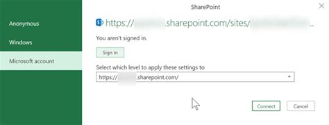 cannot connect to sharepoint online list from excel
