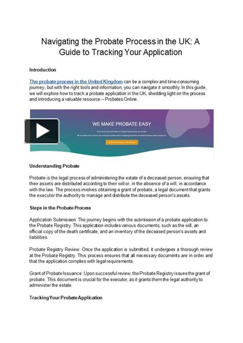 Ppt Navigating The Probate Process In The Uk A Guide To Tracking