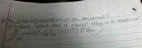 solved the following equation is the parseval s relation