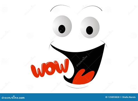 Vector Cartoon Illustration Of Face With Wow Expression Stock Vector