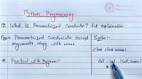 parameterized constructor in python learn coding
