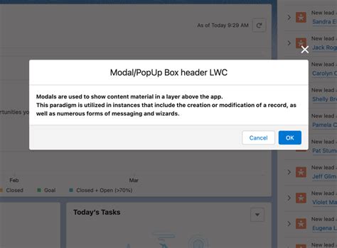 what is modal popup in lightning web component lwc sfdcgenius