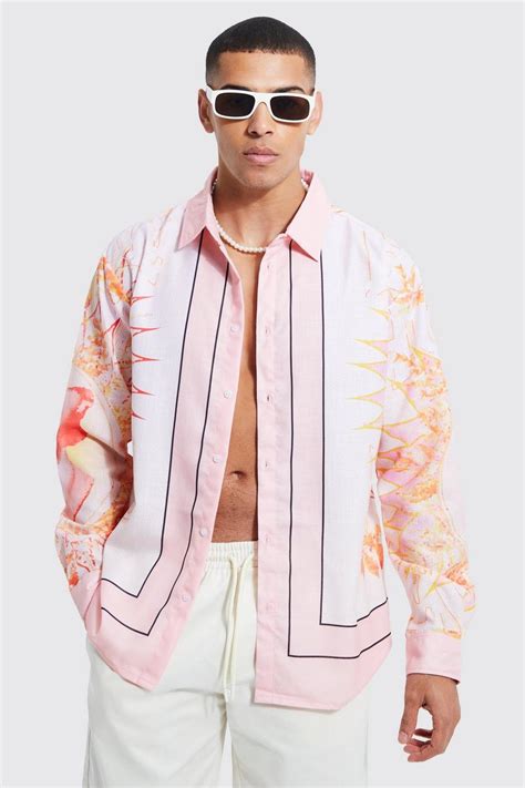 Oversized Slub Baroque Shirt Boohoo