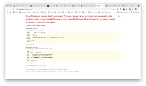 fix the maximum update depth exceeded error in react mobile legends