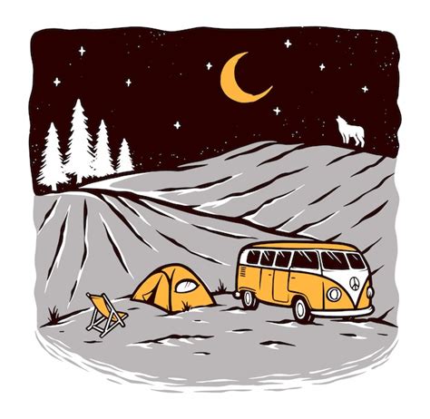 Premium Vector Camping At Night Illustration