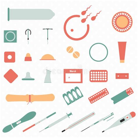 All Modern Types And Contraception Methods Icons Stock Vector