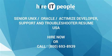 senior unix oracle actimize developer support and troubleshooter