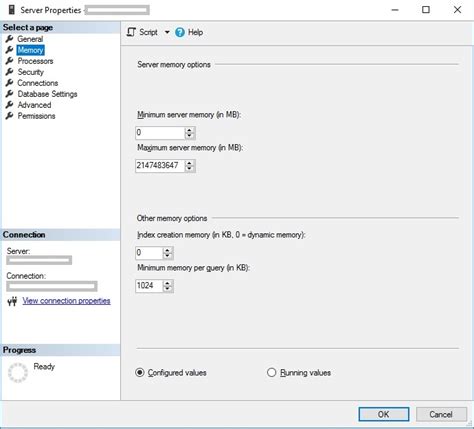 setting max memory for sql server