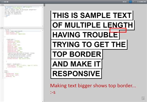 html outside border only to text which spans multiple lines stack