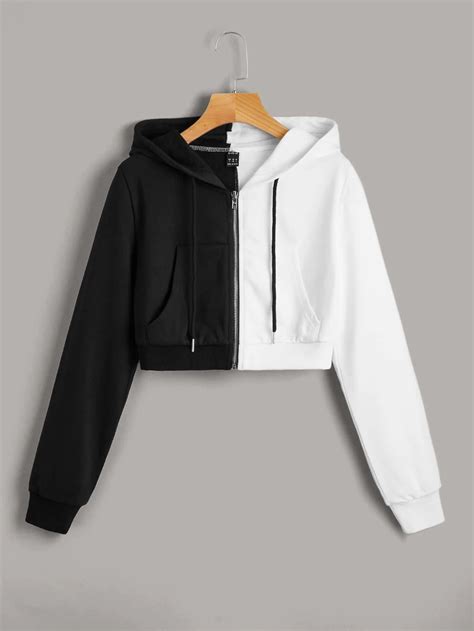 Shein Zip Up Hooded Crop Sweatshirt Artofit