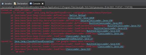 windows exception in thread main java lang