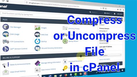 how to compress or uncompress data file in cpanel youtube