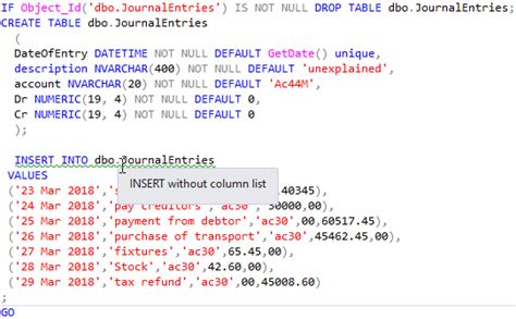 create table with numeric datatype in sql server