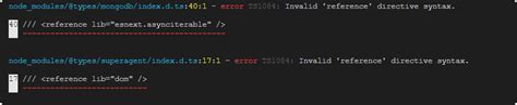node js typescript invalid reference directive syntax