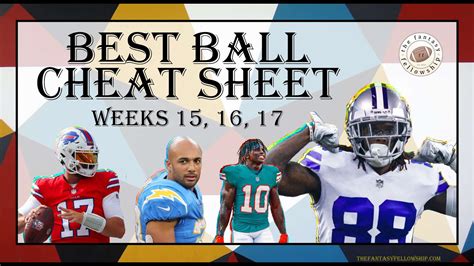 🏈 Best Ball Cheat Sheet Weeks 15 16 17 Youtube
