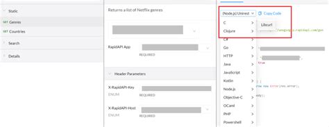 how to use the unogsng api with java python php ruby