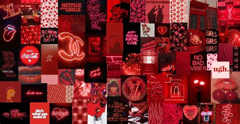 Red Aesthetic Collage Laptop Wallpaper