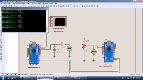 simulation modbus rtu slave and master with 2 arduino nano