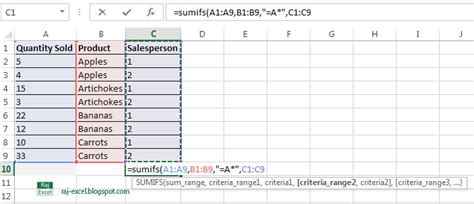 raj excel using of sumifs function in excel